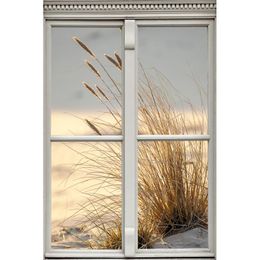 queence Leinwandbild &raquo;D&uuml;ne&laquo; D&uuml;ne Fensterblick Gr&auml;ser Natur 1 Stk. tlg. Premium-Leinwandstoff beige Canvas, Holzrahmen