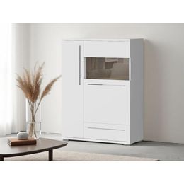 Places of Style Highboard »Piano Vitrine« (H/B/T): 123/90/40, 2cm, UV lackiert, Soft-Close Funktion Weiß Hochglanz Aluminium höhenverstellbare...