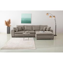 Home Affaire Ecksofa »Cara Mia L-Form, B: 325 cm« mit 4 Zierkissen, optional Bettfunktion & Bettkasten taupe