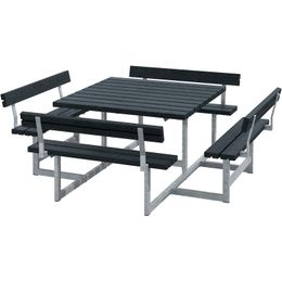 Plus Garten-Essgruppe »»Picnic« Kombimöbel mit 4 Rückenlehnen« 1 Stk. tlg. 224x224x76/45 cm Schwarz RAL 9005 +