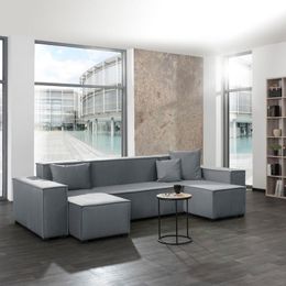 Max Winzer Wohnlandschaft »MOVE« Sofa-Set 06 aus 8 Sitz-Elementen, inklusive 3 Zierkissen, kombinierbar grau