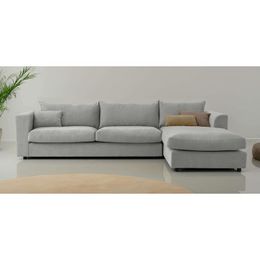 LeGer Home by Lena Gercke Ecksofa »Avelina« Breite 297 cm, in Cord- und Chenille- Stoff, Rückenkissen mit Federn grey 100% Polyester