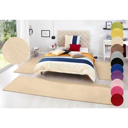 Hanse Home Bettumrandung »Fancy« Höhe 7 mm 3 Stk. tlg. Unifarben, Bettvorleger, 3-teiliges Läufer-Set fürs Schlafzimmer beige Obermaterial: 100%...