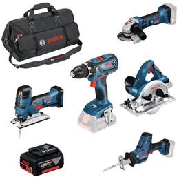 Bosch Professional Elektrowerkzeug-Set &raquo;GSR, GWS & GBH&laquo; 9 Stk. tlg. inkl. 3 Akkus, Ladeger&auml;t und Tasche blau