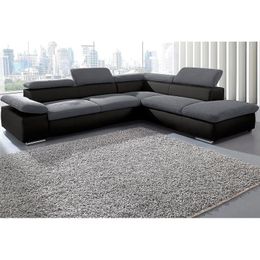 Sit & More SIT&MORE Ecksofa »Valentine L-Form, B: 272 cm« mit Arm- & Kopfteilverstellung, optional mit Bettfunktion schwarz/grau