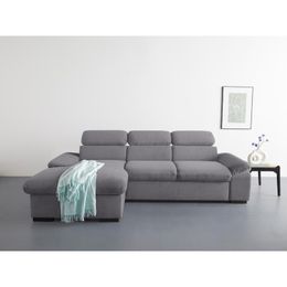 COTTA Ecksofa »Lola L-Form mit Kopfteilfunktion & Hocker« wahlweise mit Bettfunktion, Bettkasten & Armteilverstellung Stone