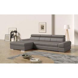 Sit & More SIT&MORE Ecksofa »Broadway L-Form« inklusive Kopfteilverstellung, wahlweise mit Bettfunktion grau/grau