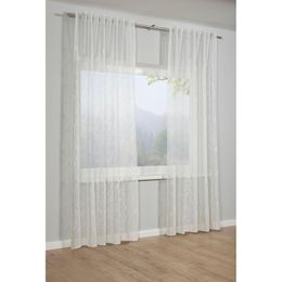 SEHLBACH Gardine &raquo;Schal Dolly-Voile Ranke&laquo; Schlaufen 1 Stk. tlg. mit Gardinenband und verdeckten Schlaufen natur Obermaterial: 100% Polyester 245 cm