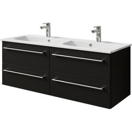 SAPHIR Waschtisch »Serie 6025 Mineralmarmor-Waschtisch mit Unterschrank, 132 cm breit« 2 Stk. tlg. Doppel-Waschplatz mit 4 Schubladen, hängend,...