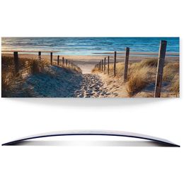 Artland Wandbild &raquo;Weg zum Nordseestrand Sonnenuntergang&laquo; Strand 1 Stk. tlg. 3D Optik gebogen Farbe Bild(er): naturfarben