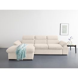 COTTA Ecksofa »Lola L-Form mit Kopfteilfunktion & Hocker« wahlweise mit Bettfunktion, Bettkasten & Armteilverstellung Nature