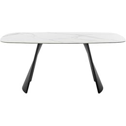 MCA furniture Esstisch &raquo;TOBELO Wangentisch 180x90cm&laquo; 1 Stk. tlg. Keramik, Metall, wei&szlig; marmoriert, dining table, 4-6 Personen wei&szlig; Keramik wei&szlig; 