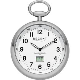 Regent Uhren REGENT Taschenuhr Quarzuhr, Herrenuhr, Funk, Kette edelstahlfarben Schöne Herrentaschenuhr