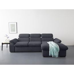 COTTA Ecksofa »Lola L-Form mit Kopfteilfunktion & Hocker« wahlweise mit Bettfunktion, Bettkasten & Armteilverstellung Black