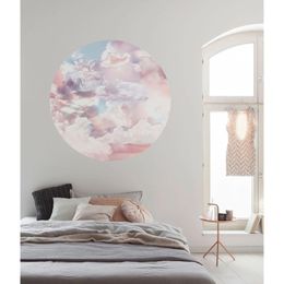 Komar Wandtattoo »selbstklebendes Vlies - Candy Sky - Größe 125 x 125 cm« rund und selbstklebend blau, weiß rosa