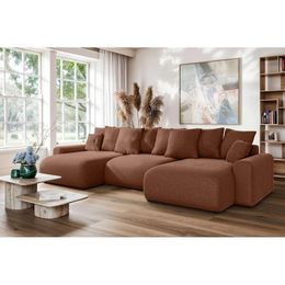 Home Affaire Wohnlandschaft »LAKESIDE mit Bettfunktion und Bettkasten, Maße B/T/H: 332, 5/142/84 cm« U‐Form mit vielen Kissen und...
