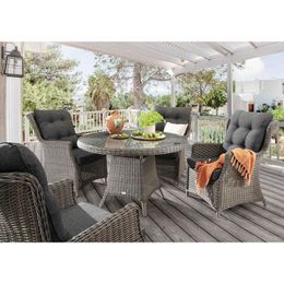 Destiny Garten-Essgruppe »CASA LUNA« 4x Sessel, 1x Tisch, inkl. Auflagen, 13 Stk. tlg. Aluminium, Polyrattan vintage grau +