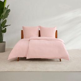 s.Oliver Bettwäsche »Musselinbettwäsche « 2 Stk. tlg. Markenbettwäsche in moderner Crinkle-Optik mit Logo-Stickerei rose Obermaterial: 100%...