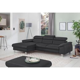COTTA Ecksofa »Komaris L-Form, B: 244 cm« mit Kopfteilverstellung, optional Bettfunktion, Bettkasten & Licht schwarz