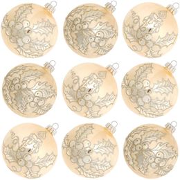 KREBS GLAS LAUSCHA Weihnachtsbaumkugel &raquo;KGL03378, Weihnachtsdeko, Christbaumschmuck, Christbaumkugeln Glas&laquo; aus Glas, mit Blattdekor goldfarben