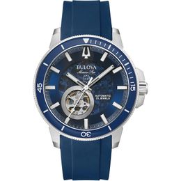 Bulova Automatikuhr »Marine Star Automatic« Armbanduhr, Herrenuhr, Silikonarmband, wasserdicht bis 20 bar blau Sportive Automatikuhr für Herren