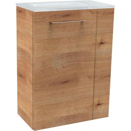 Fackelmann Waschtisch &raquo;SBC&laquo; Set, bestehend aus Becken und Unterbau, Breite ca. 45 cm Braun + Braun/Ast-Eiche Optik