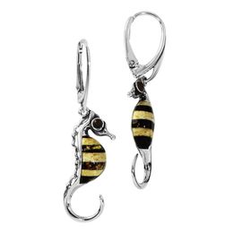 OSTSEE-SCHMUCK Paar Ohrh&auml;nger &raquo;Ohrh&auml;nger Seepferdchen Ohrh&auml;nger Seepferdchen&laquo; 43x10mm Aussergew&ouml;hnliche Ohrh&auml;nger mit Bernstein