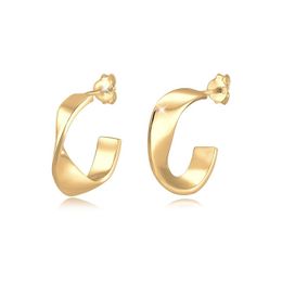 Elli Paar Creolen &raquo;Creolen Ohrstecker 925 Sterling Silber&laquo; Gold onesize Ohrringe f&uuml;r Damen im modischen Creolen Stil