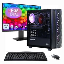 GAMEMAX PC-Komplettsystem »MegaDeal Gaming-PC-Set Diamond BK« 24 ′′ AMD Ryzen 5 32 GB RAM Windows 11 + MSI PRO MP2412DE Monitor 60cm (24") + Maus &...