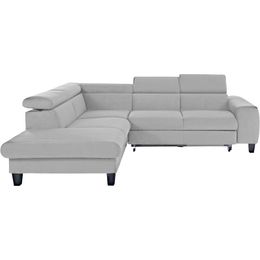 COTTA Ecksofa »Morven L-Form« wahlweise mit Bettfunktion, Bettkasten & Wireless-Charger light grey