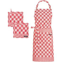 DDDDD Kochsch&uuml;rze &raquo;Barbeque&laquo; Set, bestehend aus 1x Kochsch&uuml;rze + 2x Topflappen, 3 Stk. tlg. rot Obermaterial: 100% Baumwolle. F&uuml;llung: 100%...
