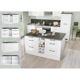 KOCHSTATION K&uuml;cheninsel &raquo;KS-Lani, Breite 153 cm, mit Flaschenregal&laquo; MDF-Fronten, Arbeitsplatte 38mm stark K&uuml;che: wei&szlig; + Front: matt wei&szlig; +...
