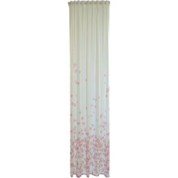 HOMING Gardine &raquo;Nerima&laquo; verdeckte Schlaufen 1 Stk. tlg. Blumen, floral, rose, transparent, Wohnzimmer, Schlafzimmer rot/wei&szlig; Obermaterial: 100%...