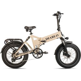 DIABLO BIKES &raquo;Storm&laquo; 7 Gang Shimano Tourney Schaltwerk Kettenschaltung Heckmotor 250 W Pedelec, Elektrofahrrad f&uuml;r Damen u. Herren beige+schwarz