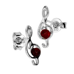 OSTSEE-SCHMUCK Paar Ohrstecker &raquo;Ohrstecker Notenschl&uuml;ssel&laquo; 14 x 6 mm Sch&ouml;ne Ohrstecker mit "cognacfarbenen" Bernsteinen