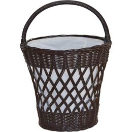 HOFMANN LIVING AND MORE W&auml;schekorb aus Rattan mit praktischem Tragegriff braun Geflecht Rattan