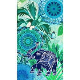HIP Strandtuch »Isara« 100% Baumwolle, Velours, 100x180, Weich, Strand, Mandala, Elefant Blau multi-blau-grün Obermaterial: 100% Baumwolle B/L: 100...