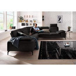 W.Schillig Ecksofa »valentinoo, Designsofa, elegant und bequem, L-Form« mit Sitztiefenverstellung, Breite 318 cm nachtschwarz Z73