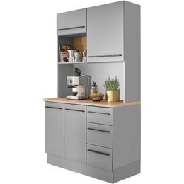 BASIC BY BALCULINA Buffet »Denver, Küchenbuffet BxHxT 120x211x60« 1 Stk. tlg. Breite 120cm, Soft-Close für Türen und Schubkästen grau matt/grau...