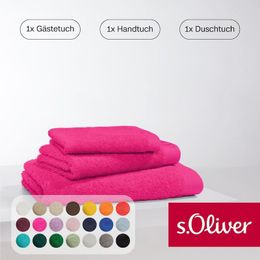 s.Oliver Handtuch Set »Premium Qualität, 600 gr/m², « Set 3 Stk. Walkfrottier 1 Gästetuch 30x50 cm, 1 Handtuch 50x100 cm, 1 Duschtuch 70x140 cm...