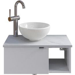 SAPHIR Waschtisch &raquo;Serie 6915 Waschschale mit Unterschrank f&uuml;r G&auml;stebad, G&auml;ste WC&laquo; Keramik-Aufsatzbecken, Waschtischplatte, Waschtischunterschrank,...