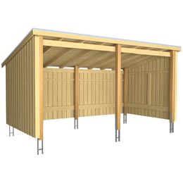 Plus Gartenhaus &raquo;Nordic Multi&laquo; Gartenhaus 9,5 m&sup2;, 2 Module, inkl. Dachpappe/Aluleisten/H-F&uuml;&szlig;e beige Holzwerkstoff