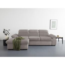 COTTA Ecksofa »Lola L-Form mit Kopfteilfunktion & Hocker« wahlweise mit Bettfunktion, Bettkasten & Armteilverstellung Elephant
