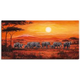 Artland Wandbild »Elefantenherde« Wildtiere 1 Stk. tlg. als Leinwandbild, Poster, Wandaufkleber in verschied. Größen Farbe Bild(er): orange