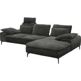 W.Schillig Ecksofa »valentinoo, Designsofa, bequem, elegant und zeitlos, L-Form« inklusive Hocker, mit Sitztiefenverstellung, Breite 299 cm graphit...