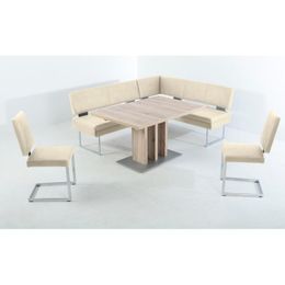 K+w Komfort & Wohnen K+W Komfort & Wohnen Essgruppe 4 Stk. tlg. langer Schenkel links oder rechts, 2 Freischwinger, 1 Funktionstisch wei&szlig;