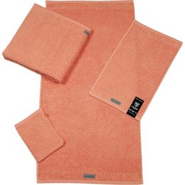 Ross Handtuch &raquo;Smart&laquo; Uni-Rippe mit Velourslabel orange Frottier, Obermaterial: 100% Baumwolle