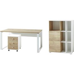 Germania B&uuml;rom&ouml;bel-Set &raquo;GW-Lioni&laquo; Set, 3 Stk. tlg. wei&szlig; Holzwerkstoff, Metall