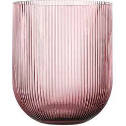 Fink Windlicht »SOLARI« Kerzenhalter aus Glas, in Rillenoptik, Höhe 19 cm rose