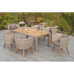 Merxx Garten-Essgruppe »Imperia« 7 Stk. tlg. inkl. Auflagen beige + 0